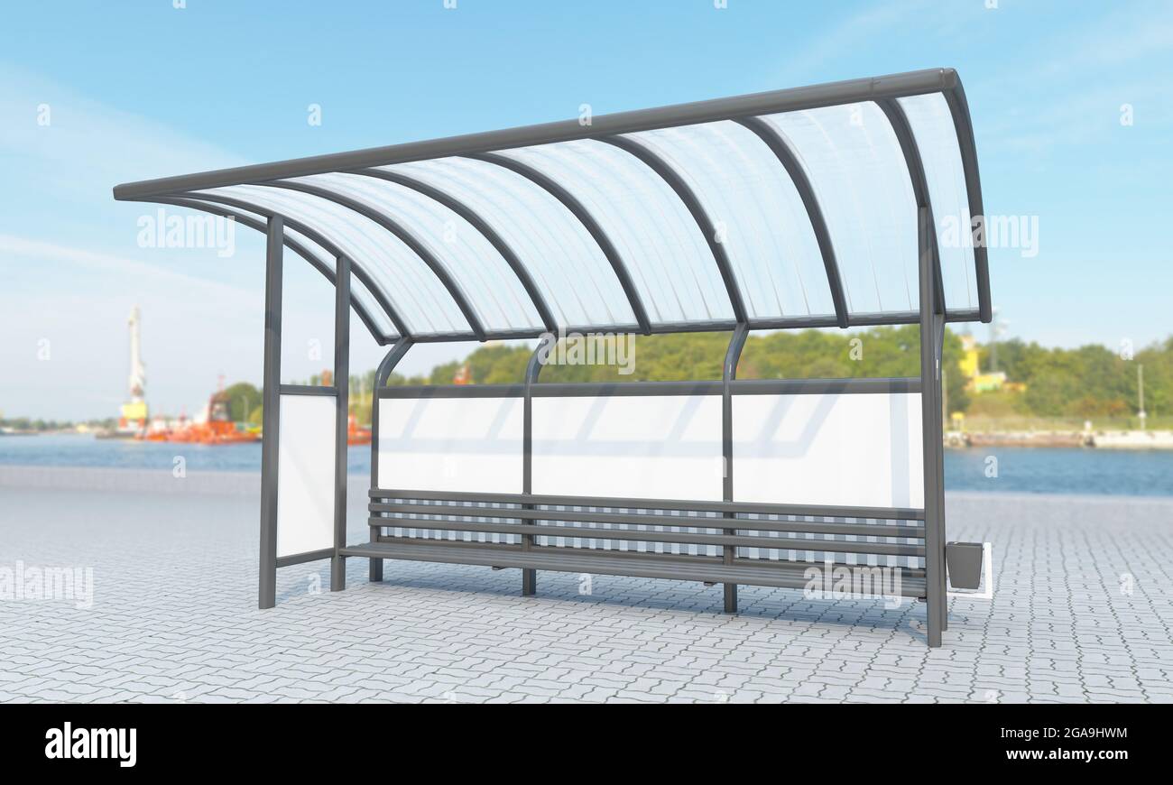 3D rendering of an empty bus station Stock Photo - Alamy
