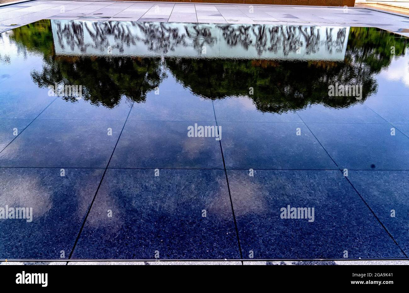 Mural at the World War 1 Memorial in Washington DC. in its reflecting ...