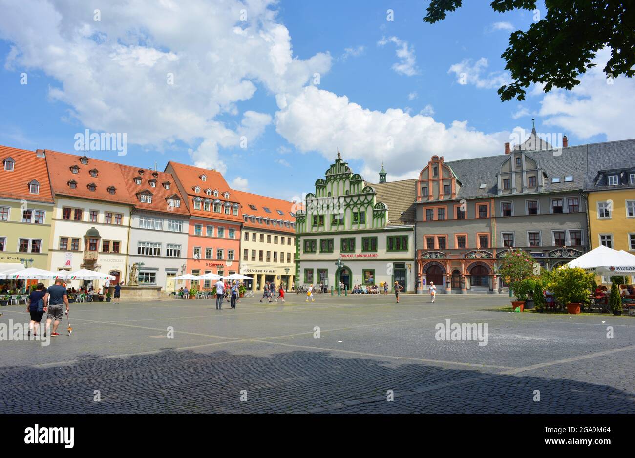 Weimar, Germany, the historical market square with traditional ...