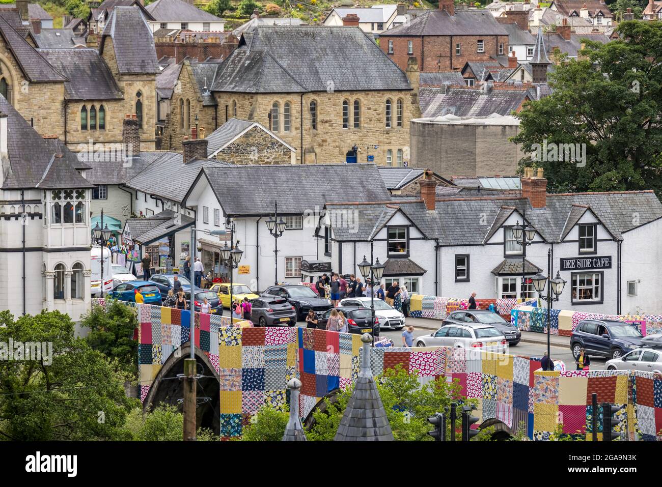 LLANGOLLEN, DENBIGHSHIRE, WALES - JULY 11 : View over the River Dee in ...