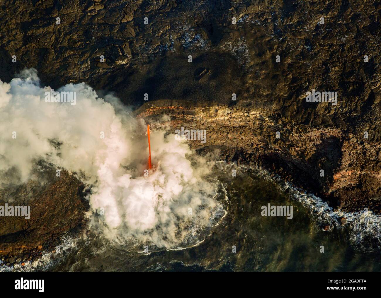 Aerial view of the fire hose lava flow, Hawaii's Kilauea Volcano ...