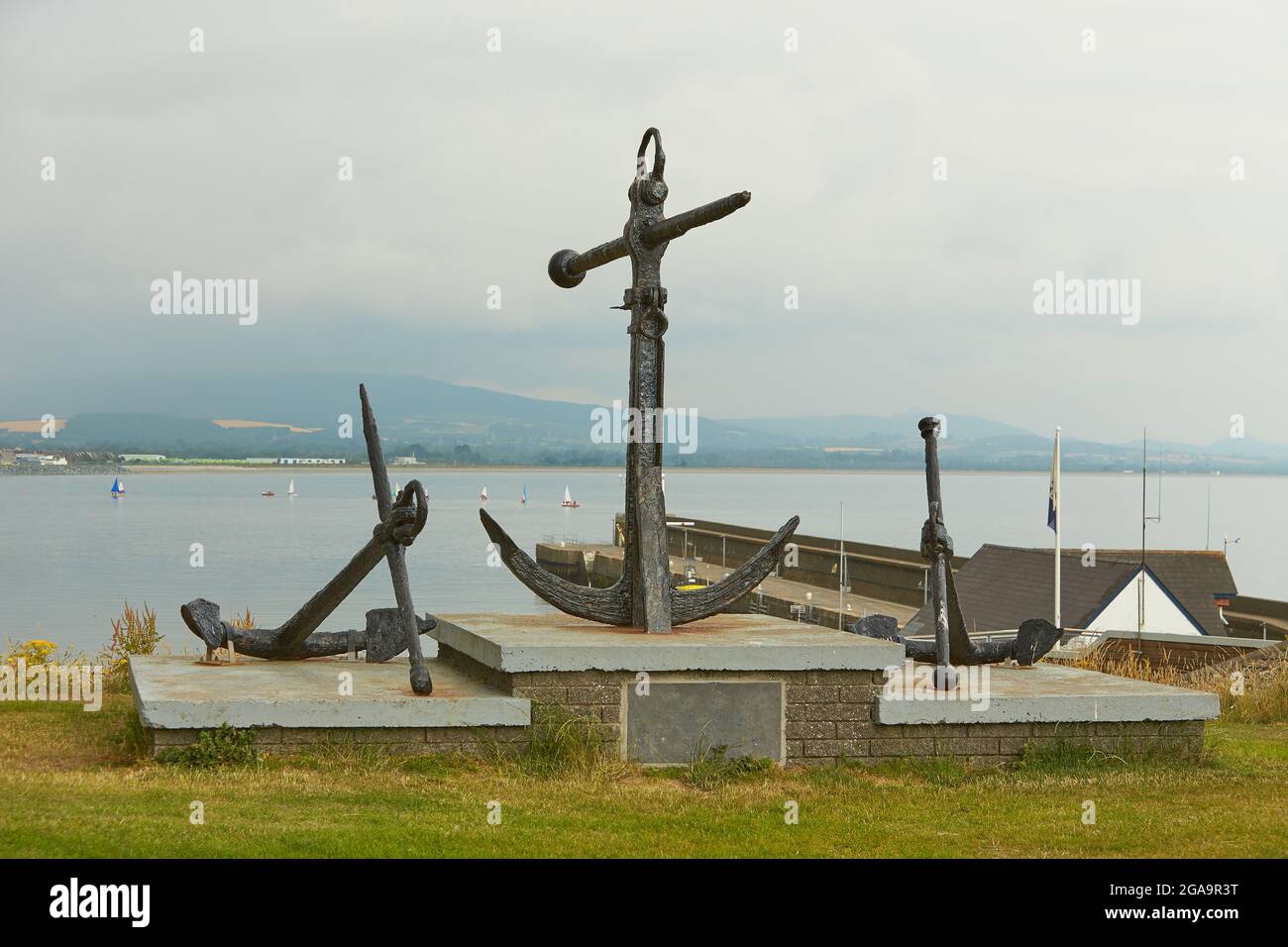 Old naval fortifications and cannons with rusty anchor as landmark and ...