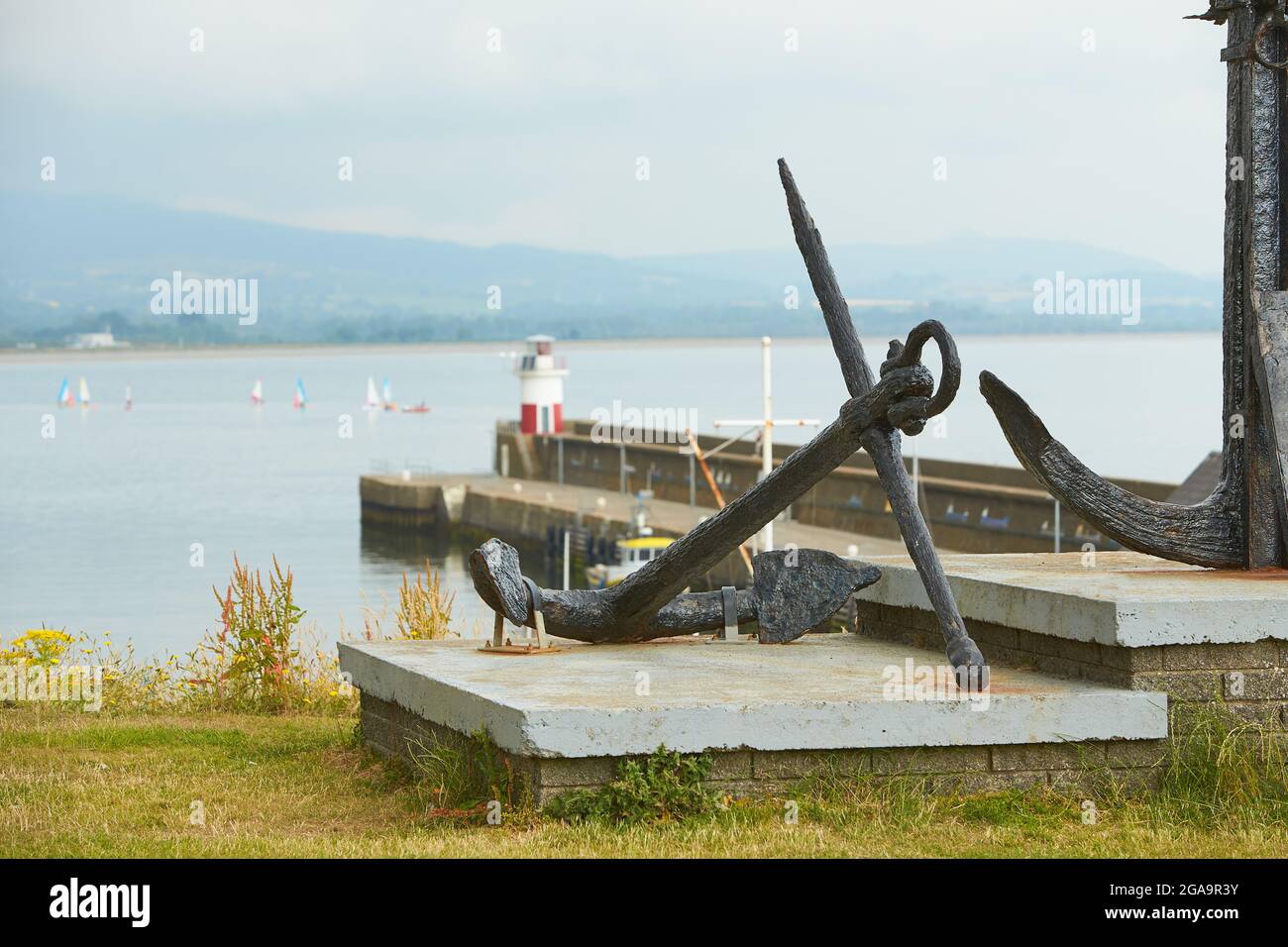 Old naval fortifications and cannons with rusty anchor as landmark and ...