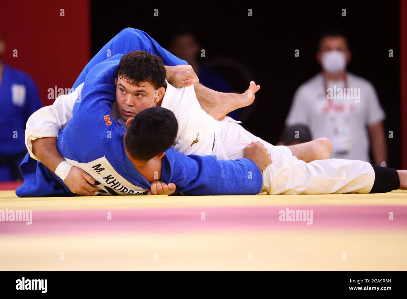 Tokyo, Japan. 29th July, 2021. (L to R) Khurramov Mukhammadkarim (UZB), Aaron Wolf (JPN) Judo ...