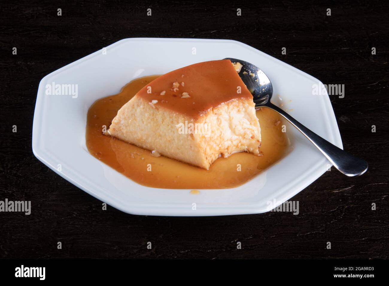 Delicious condensed milk pudding. Brazilian dessert Stock Photo - Alamy