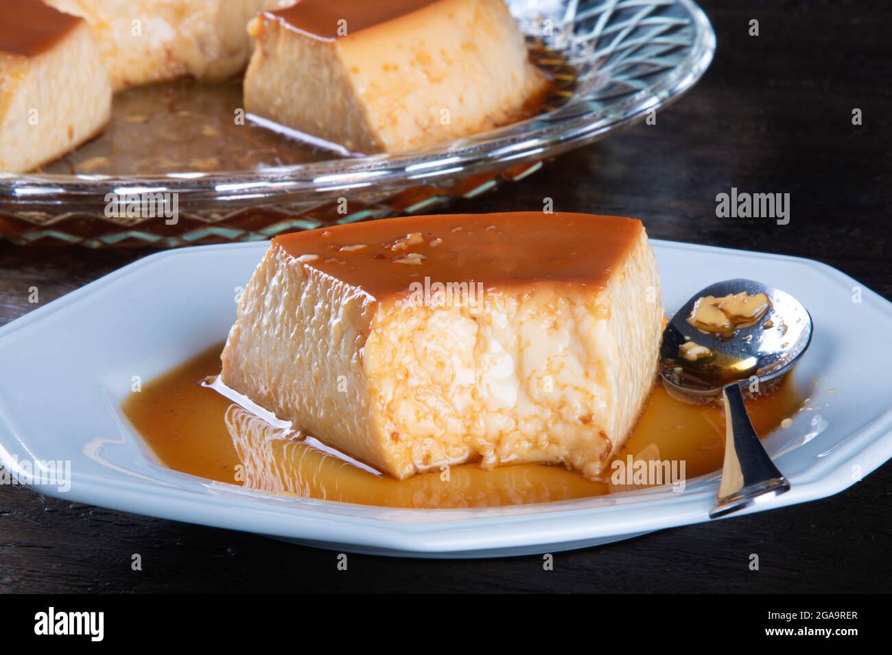 Delicious condensed milk pudding. Brazilian dessert Stock Photo - Alamy