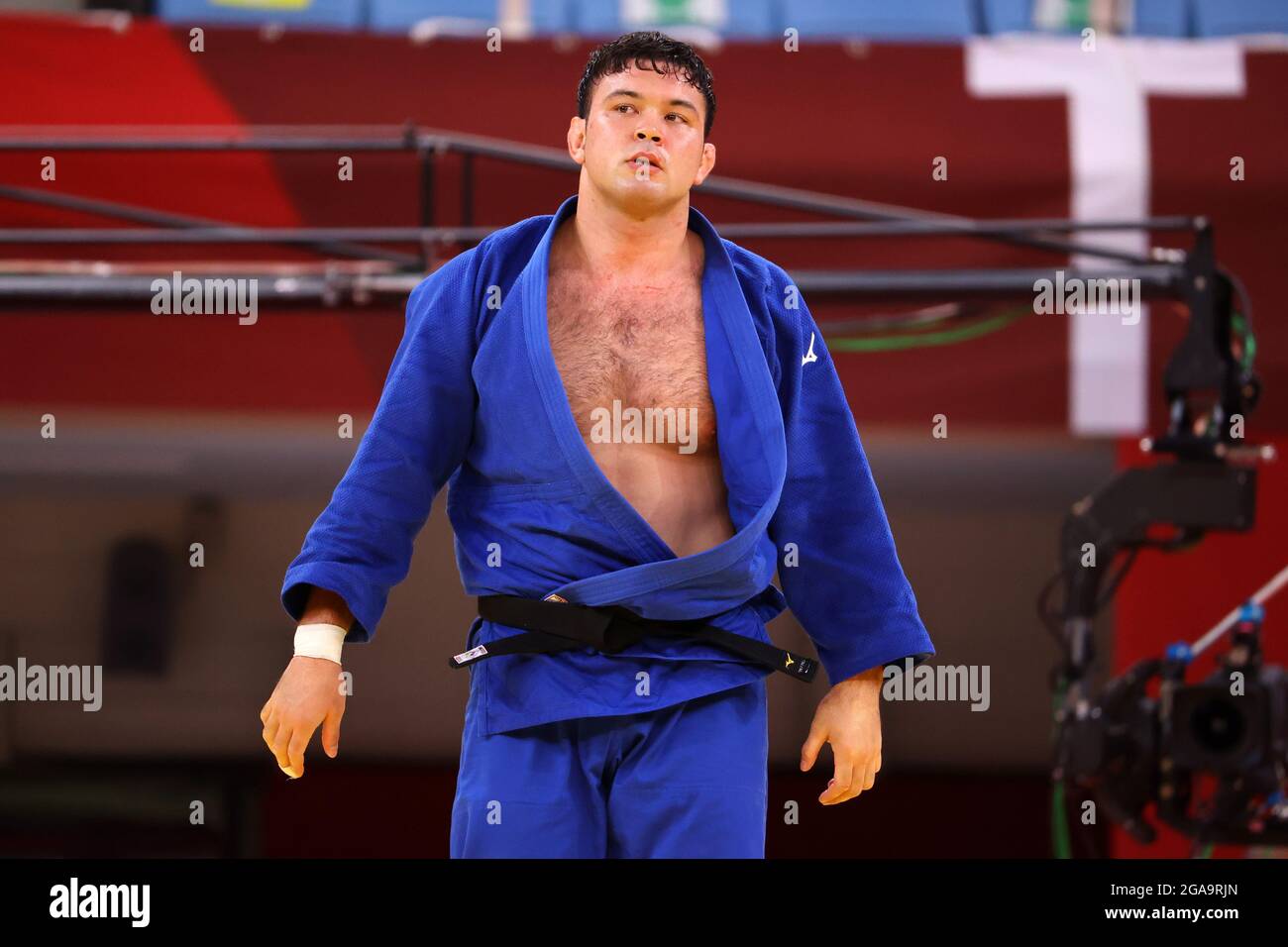 Tokyo, Japan. 29th July, 2021. Aaron Wolf (JPN) (blue) Judo : Men's ...