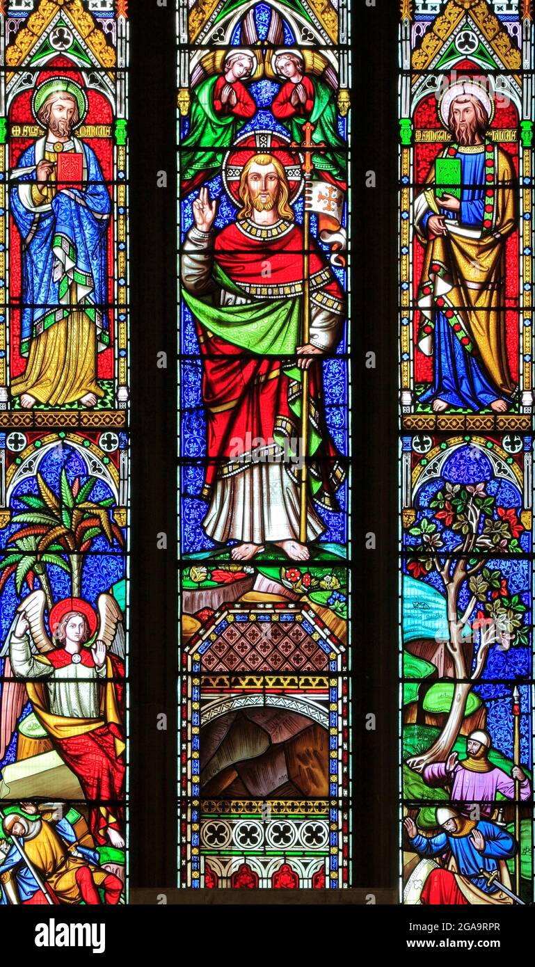 The Resurrection of Jesus Christ, St. Mark, St. Luke, stained glass ...