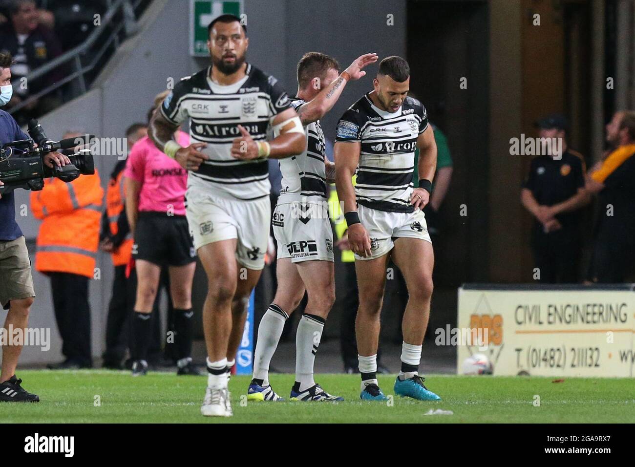 Carlos Tuimavave (3) of Hull FC celebrates his try in, on 7/29/2021 ...