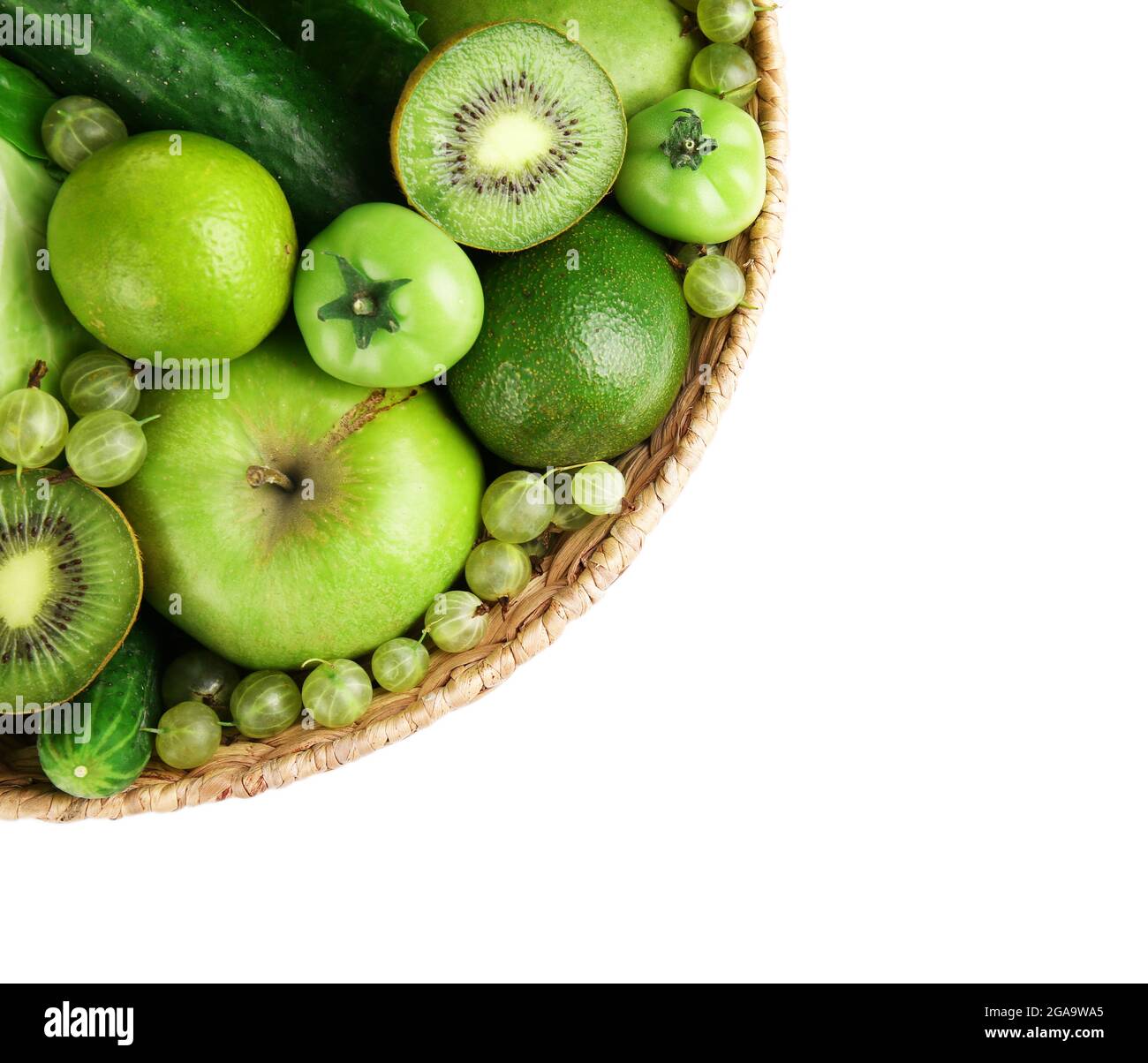 Fresh green food isolated on white Stock Photo - Alamy