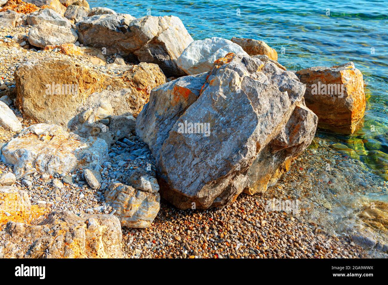 Seaside rocks . Big stones on the sea shore Stock Photo - Alamy