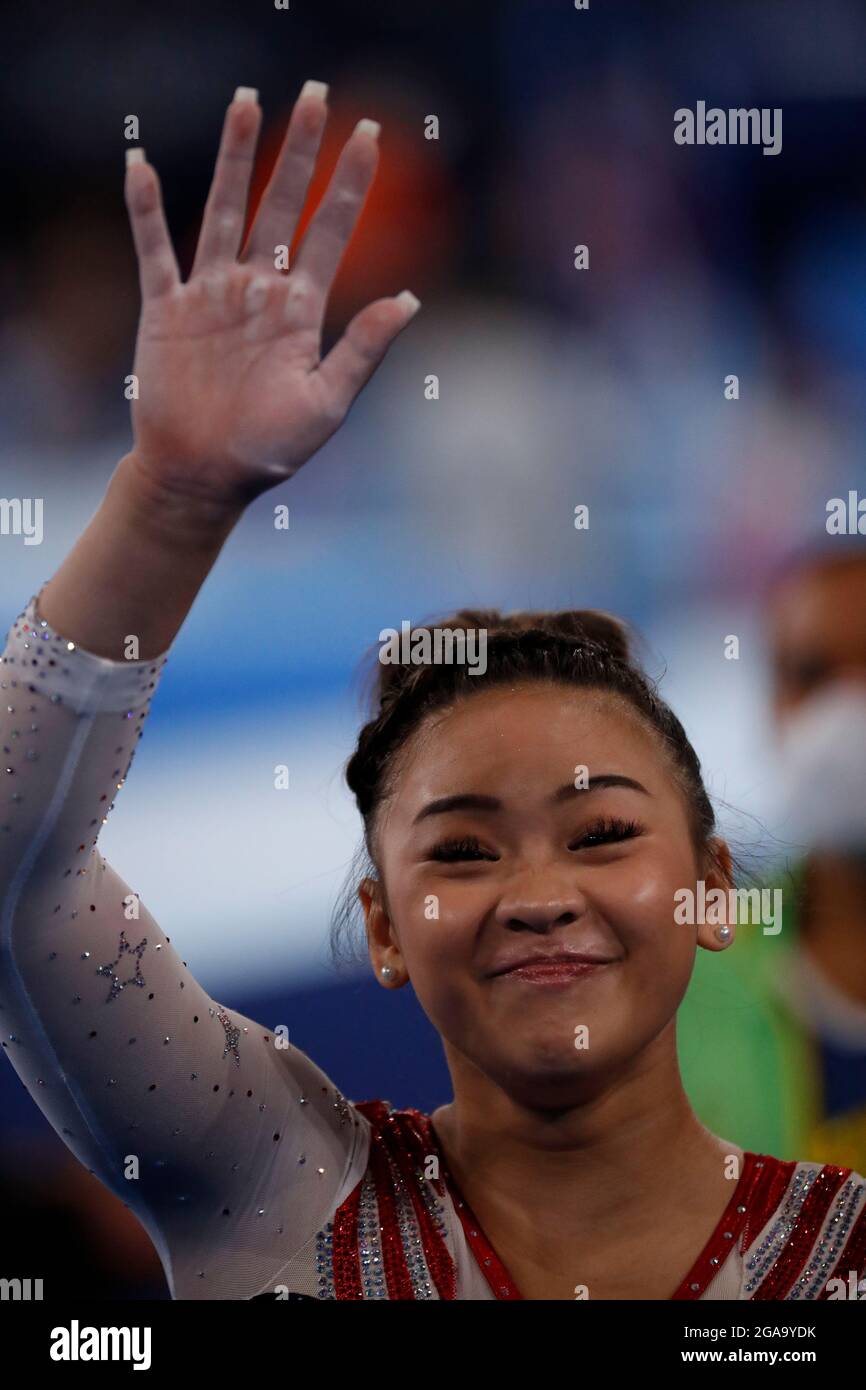 Tokyo, Kanto, Japan. 29th July, 2021. Sunisa Lee (USA) waves to the ...