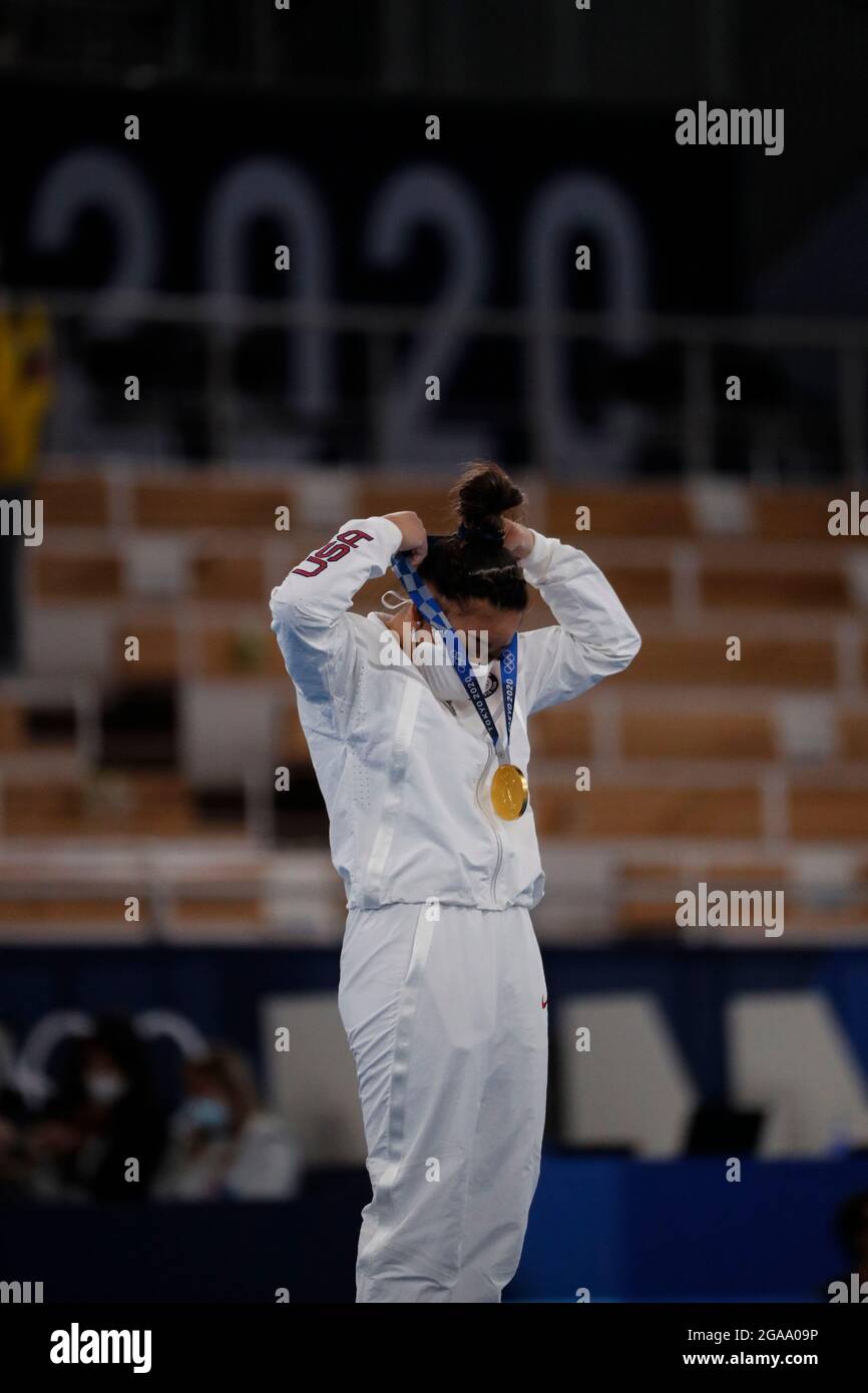 Tokyo, Kanto, Japan. 29th July, 2021. Sunisa Lee (USA) celebrates ...