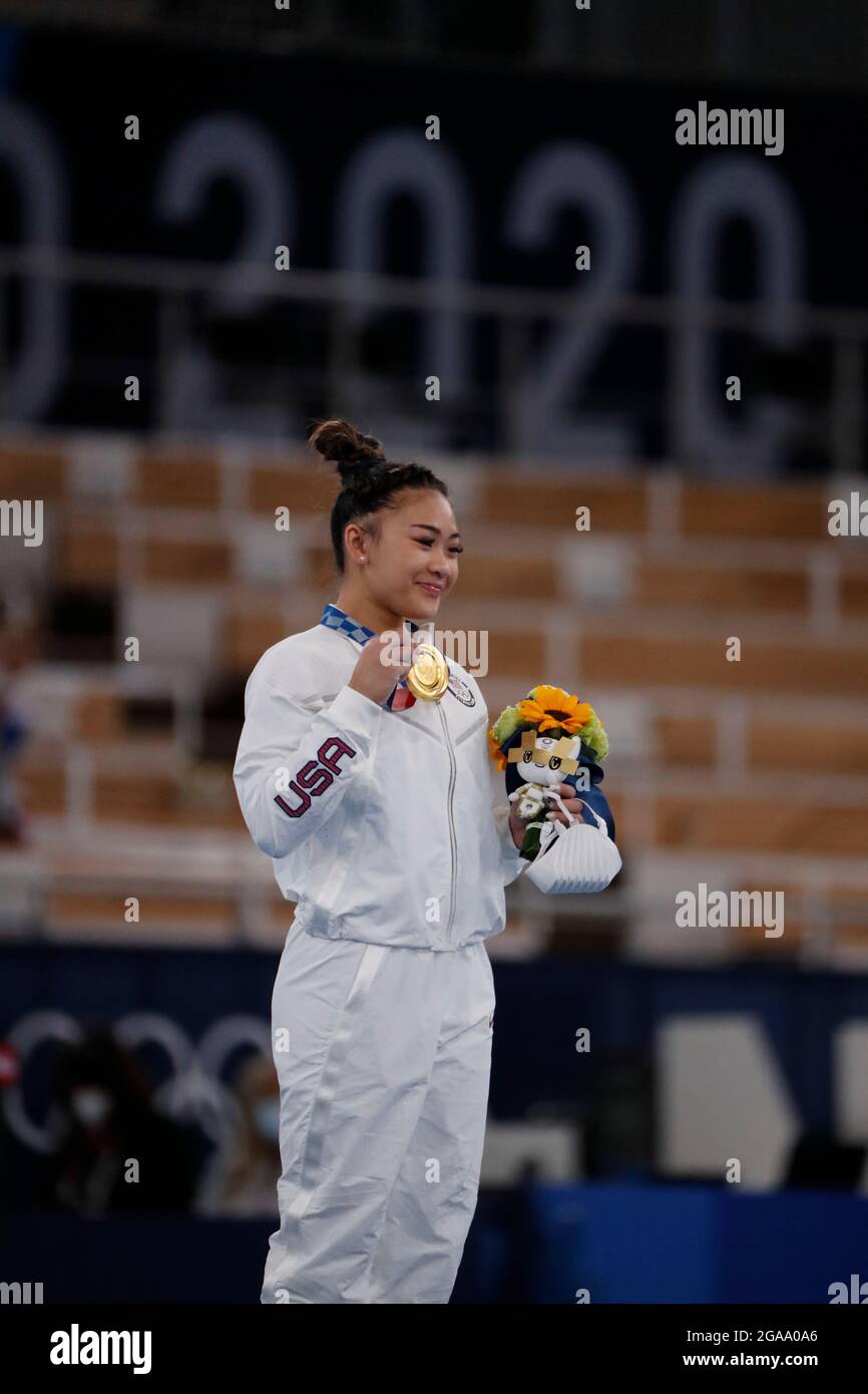 Tokyo, Kanto, Japan. 29th July, 2021. Sunisa Lee (USA) celebrates ...