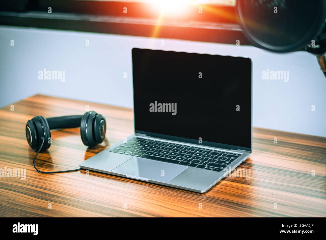 Laptop computer technology in home office work from home concept Stock ...