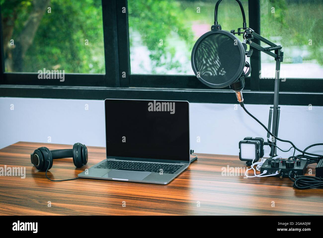 Computer laptop on desk at home work form home Stock Photo - Alamy
