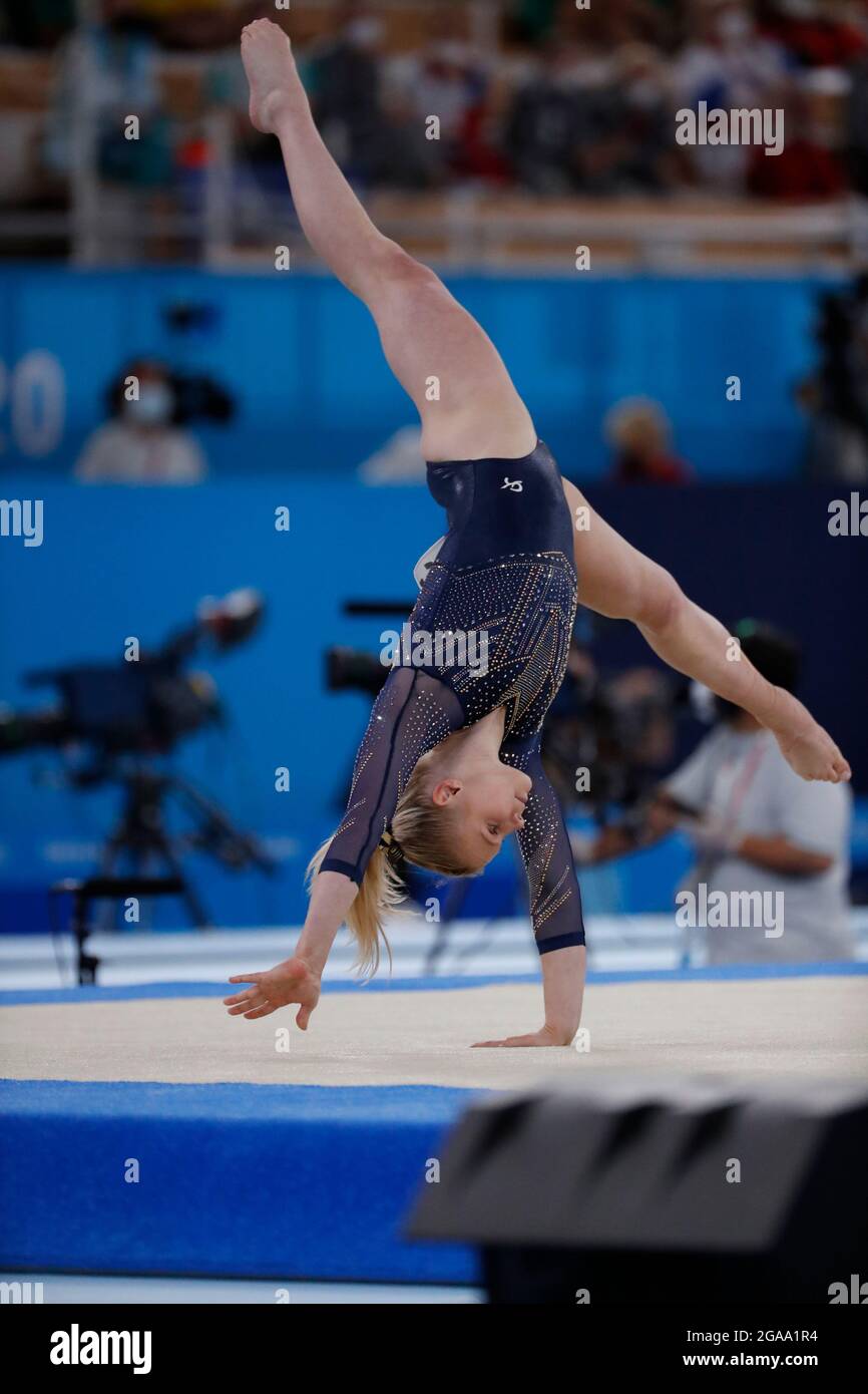 Tokyo, Kanto, Japan. 29th July, 2021. Jade Carey (USA) performs on the ...