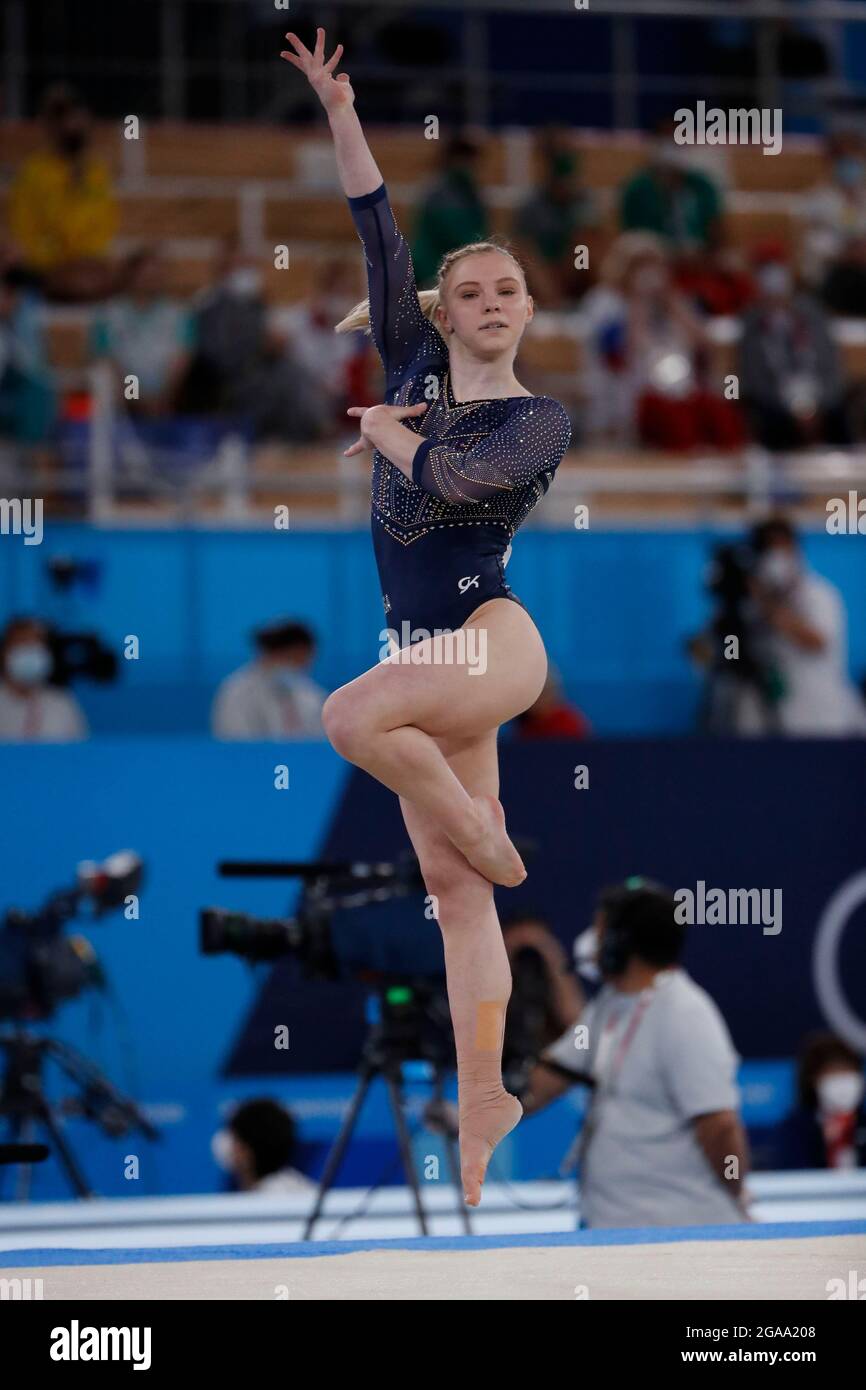 Tokyo, Kanto, Japan. 29th July, 2021. Jade Carey (USA) performs on the ...