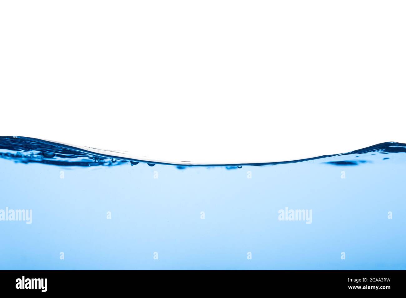 Abstract clean flow ripple surface on liquid. Light blue water wave with air bubbles and a ...