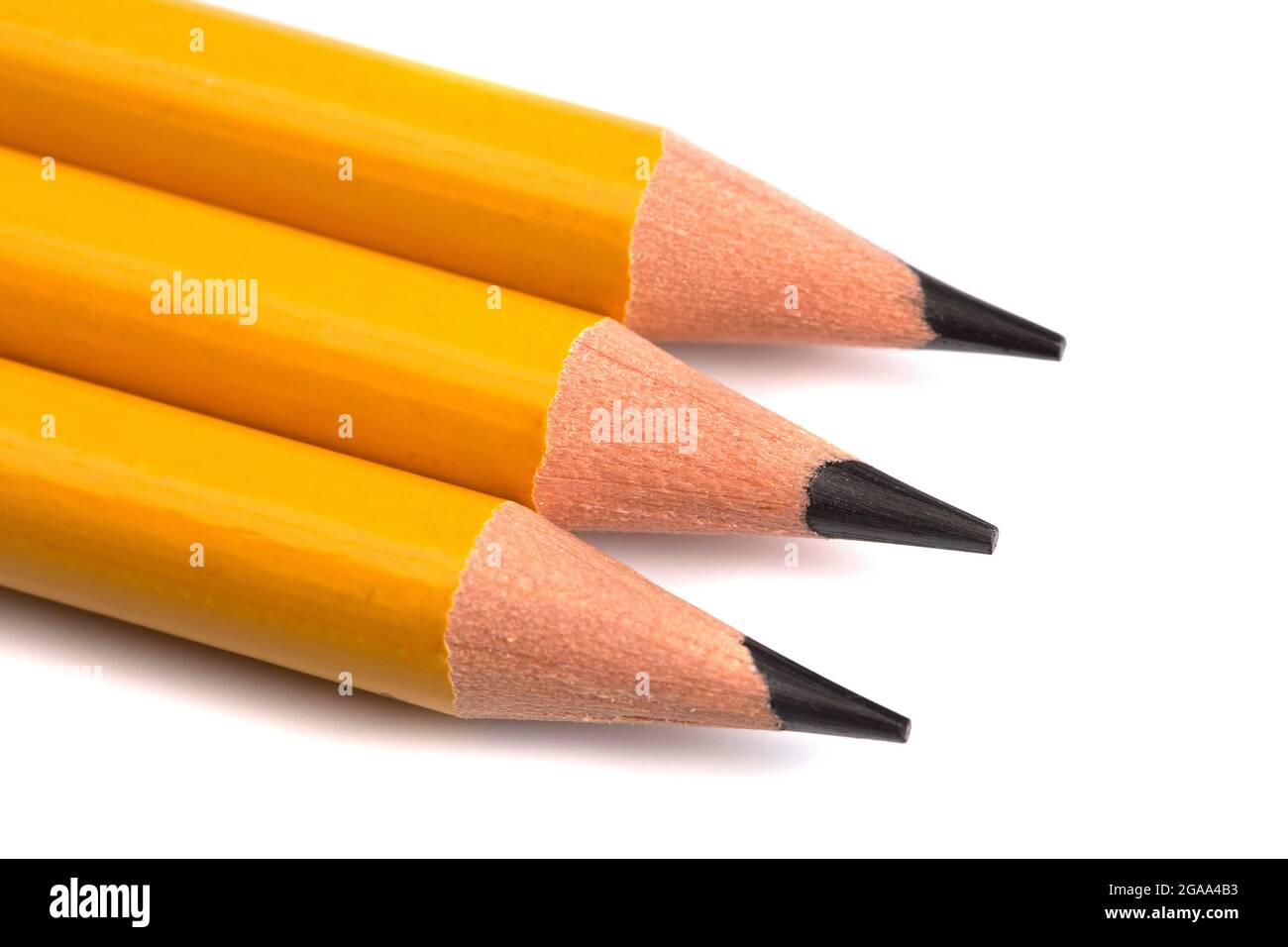 Three Chunky Yellow Pencils for Learning to Write on a White Background ...