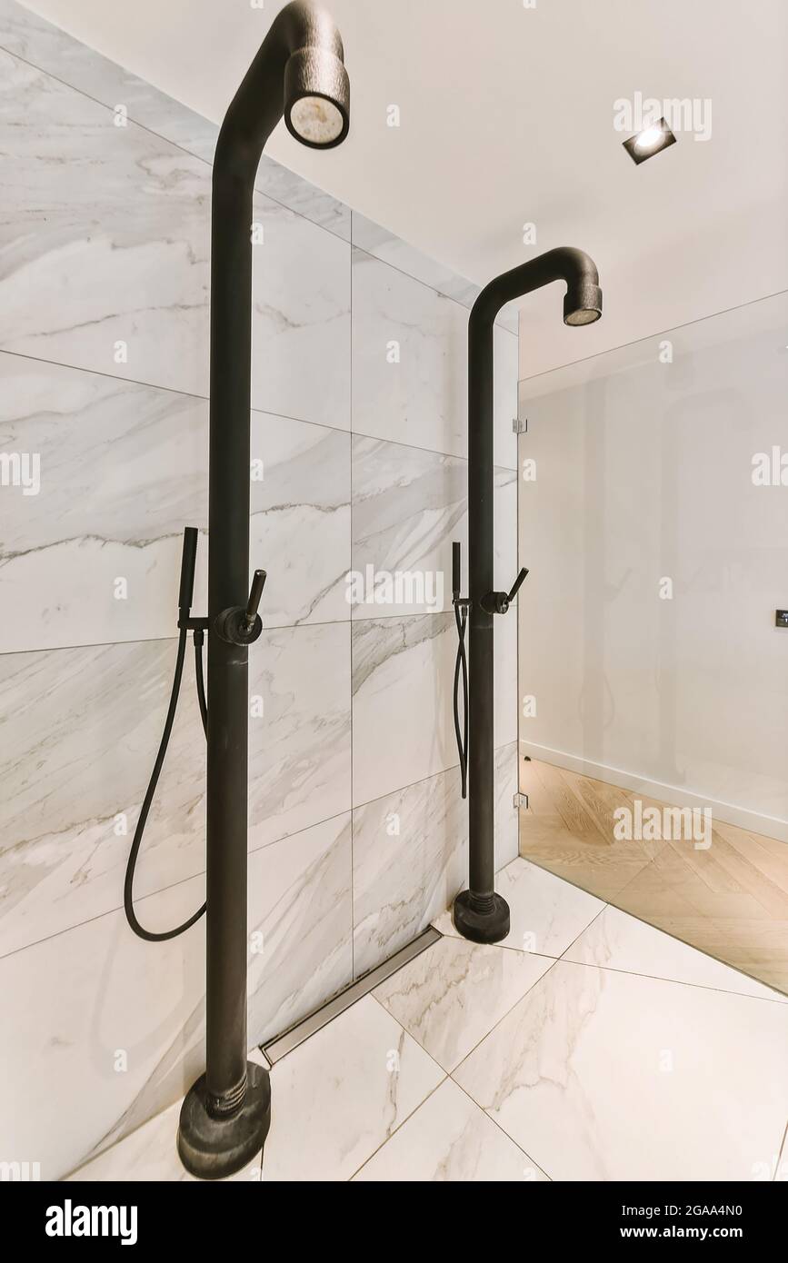 Modern shower stall in a bright bathroom Stock Photo - Alamy