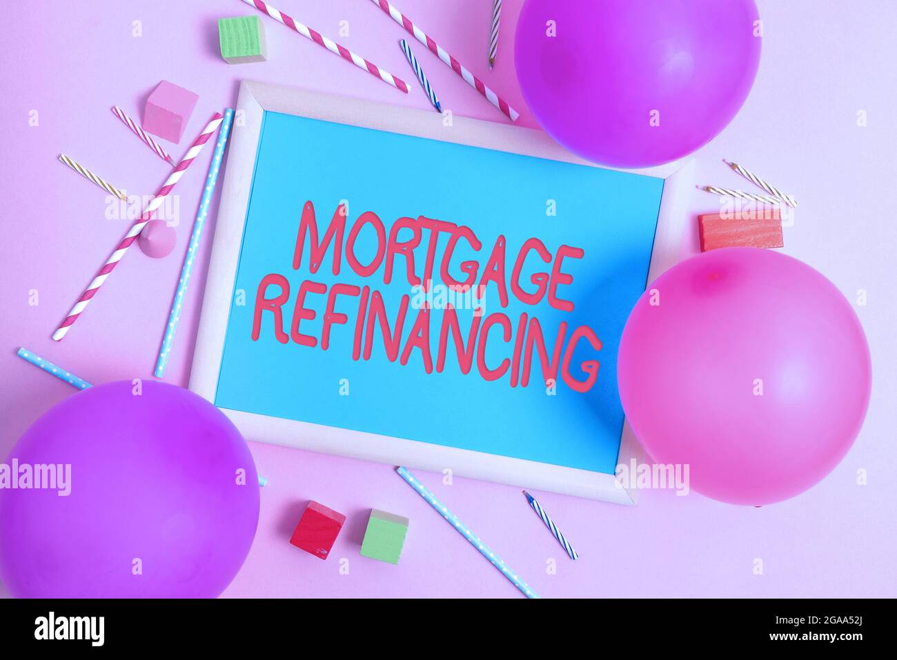 Hand writing sign Mortgage Refinancing. Business overview process of ...