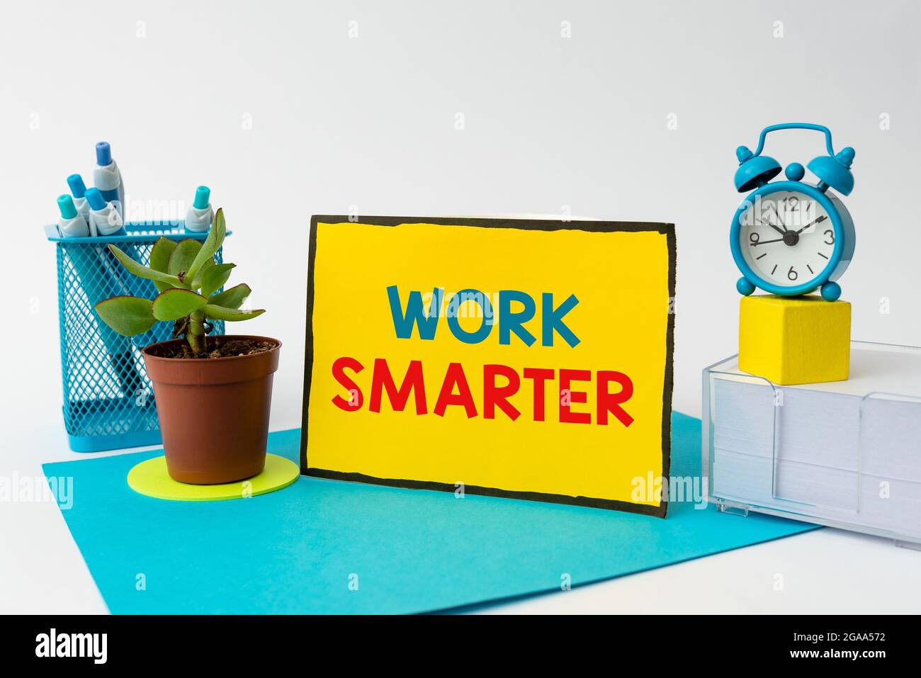 Text sign showing Work Smarter. Concept meaning Efficiency Be clever in ...