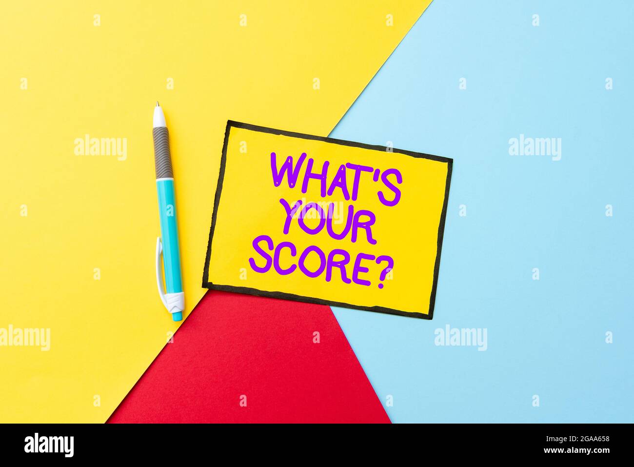 Text caption presenting What S Your Score Question. Business showcase ...