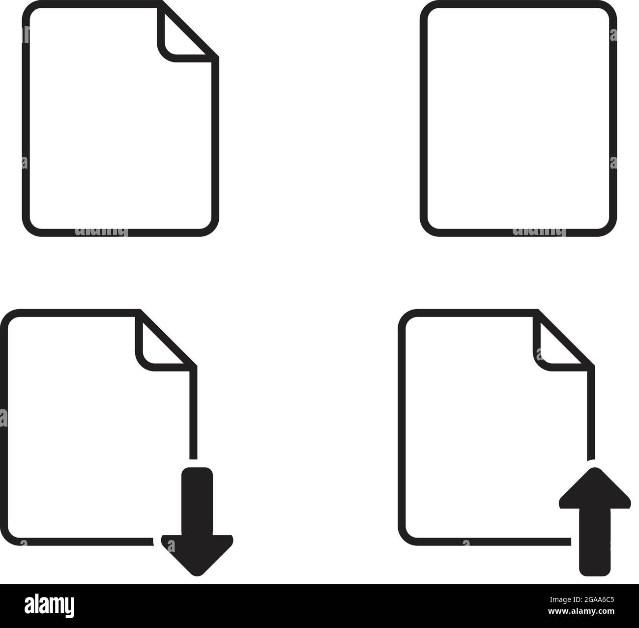 Set of basic paper or document icon on white background (Vector ...