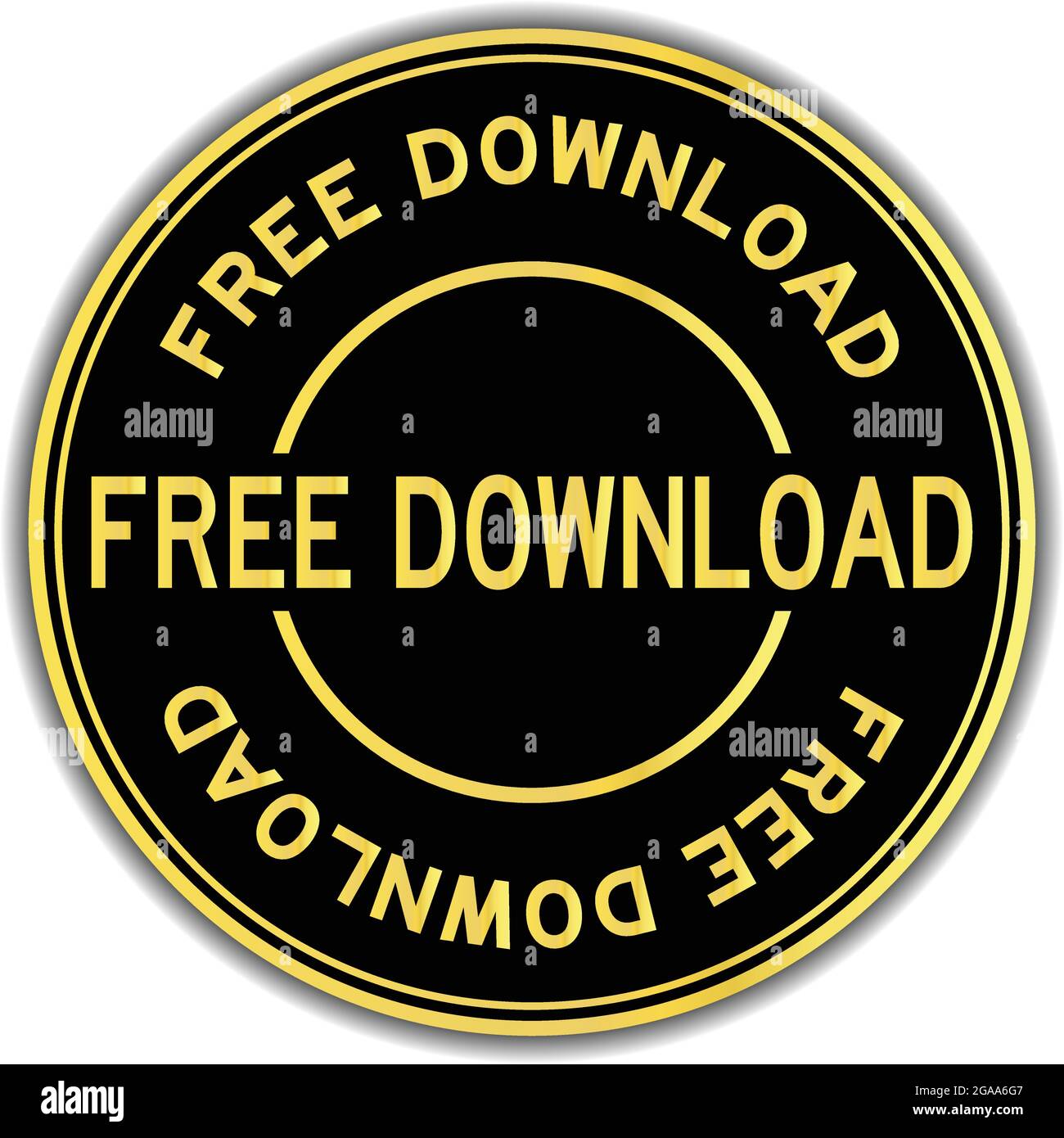 Black and gold color free download word round seal sticker on white ...