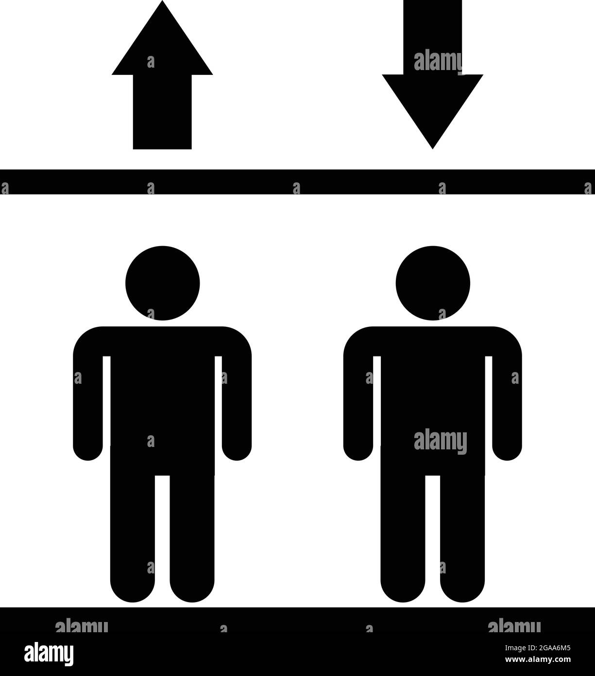 Black icon in people in lift with up and down arrow direction shape on ...
