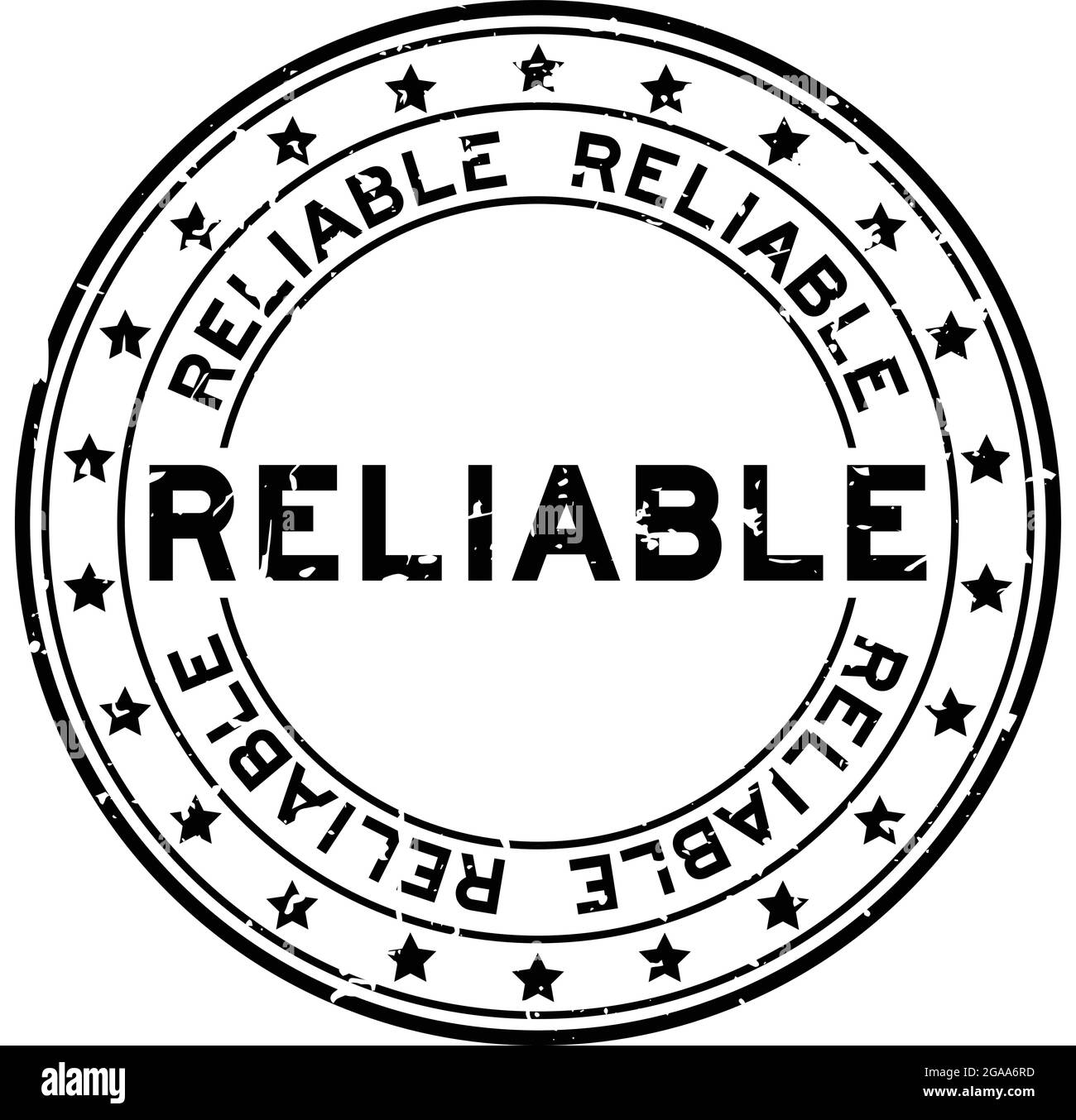 Grunge black reliable word round rubber seal stamp on white background ...