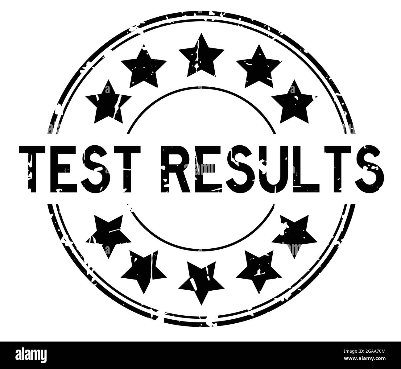 Grunge black test results word with star icon rubber seal stamp on ...