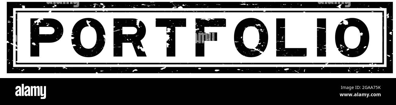 Grunge black portfolio word square rubber seal stamp on white ...