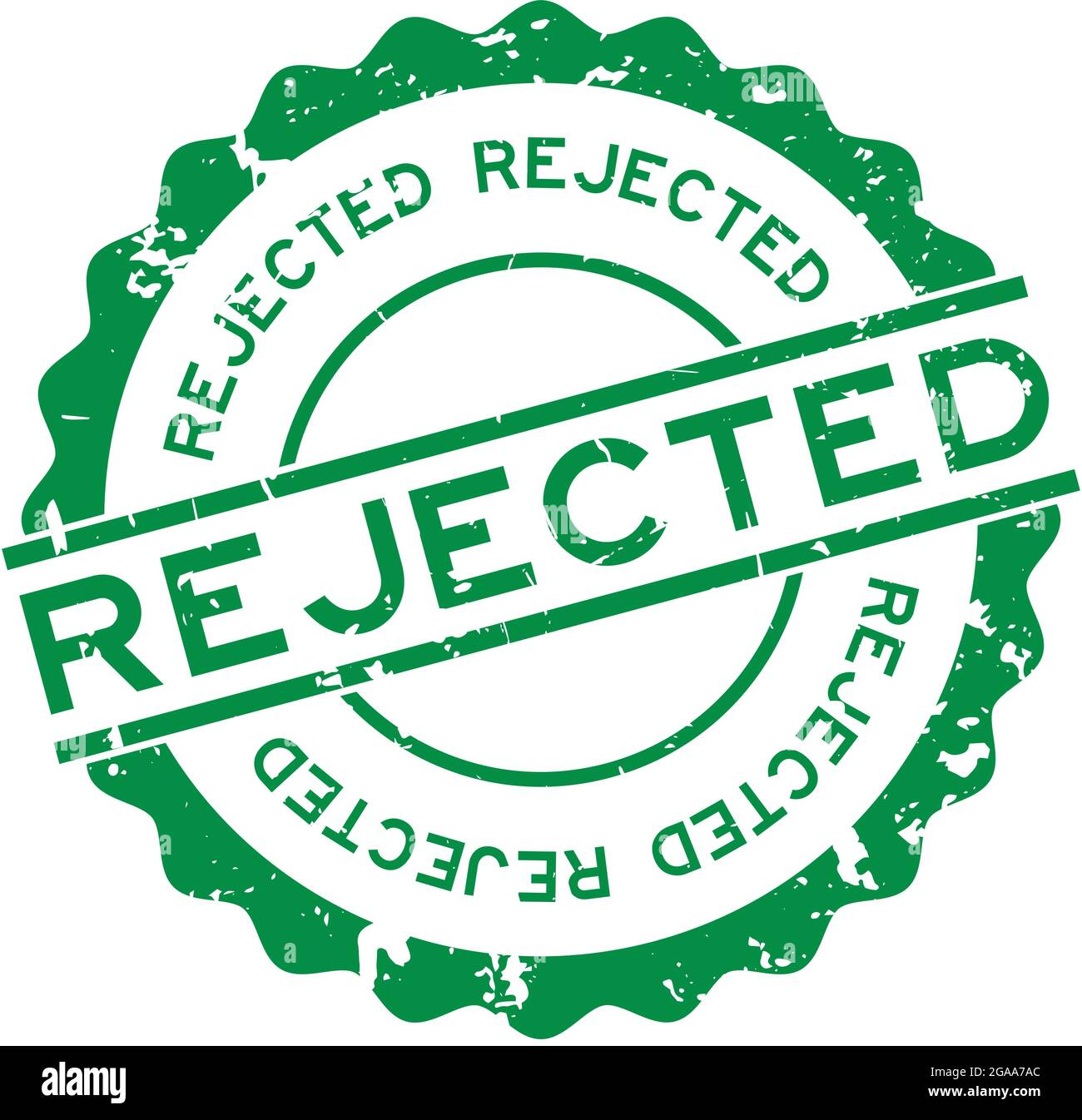 Grunge green rejected word round rubber seal stamp on white background ...