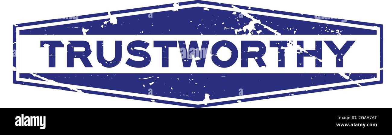 Grunge blue trustworthy word hexagon rubber seal stamp on white background Stock Vector Image ...