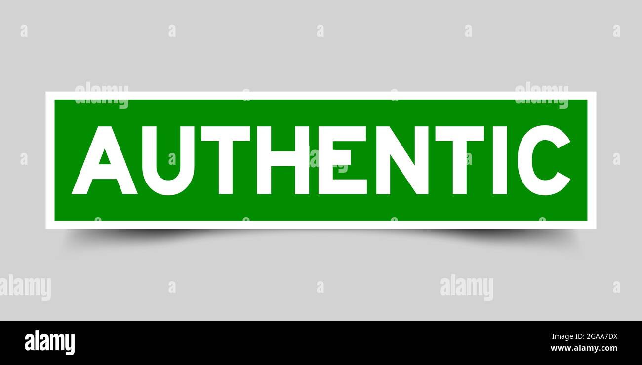 Green and white sticker with word authentic on gray background Stock ...