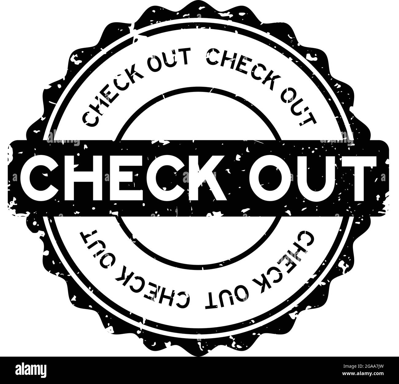 Grunge black check out word round rubber seal stamp on white background ...