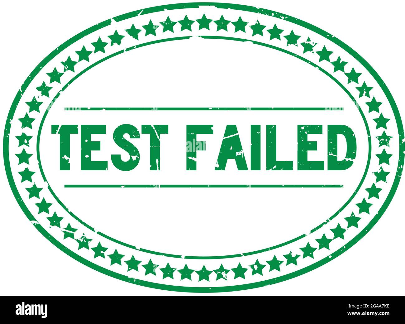 Grunge green test failed word oval rubber seal stamp on white ...