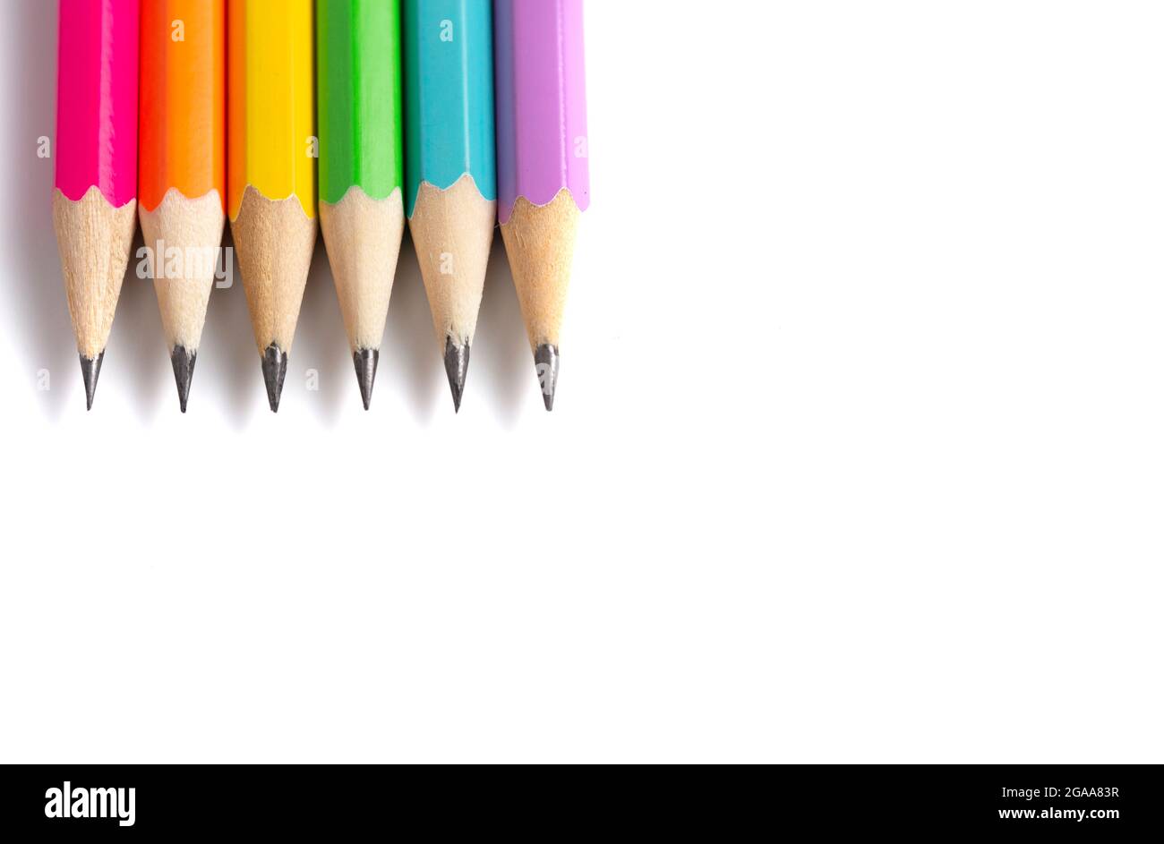 Set of Rainbow Colored Standard Pencils Isolated on a White Background ...