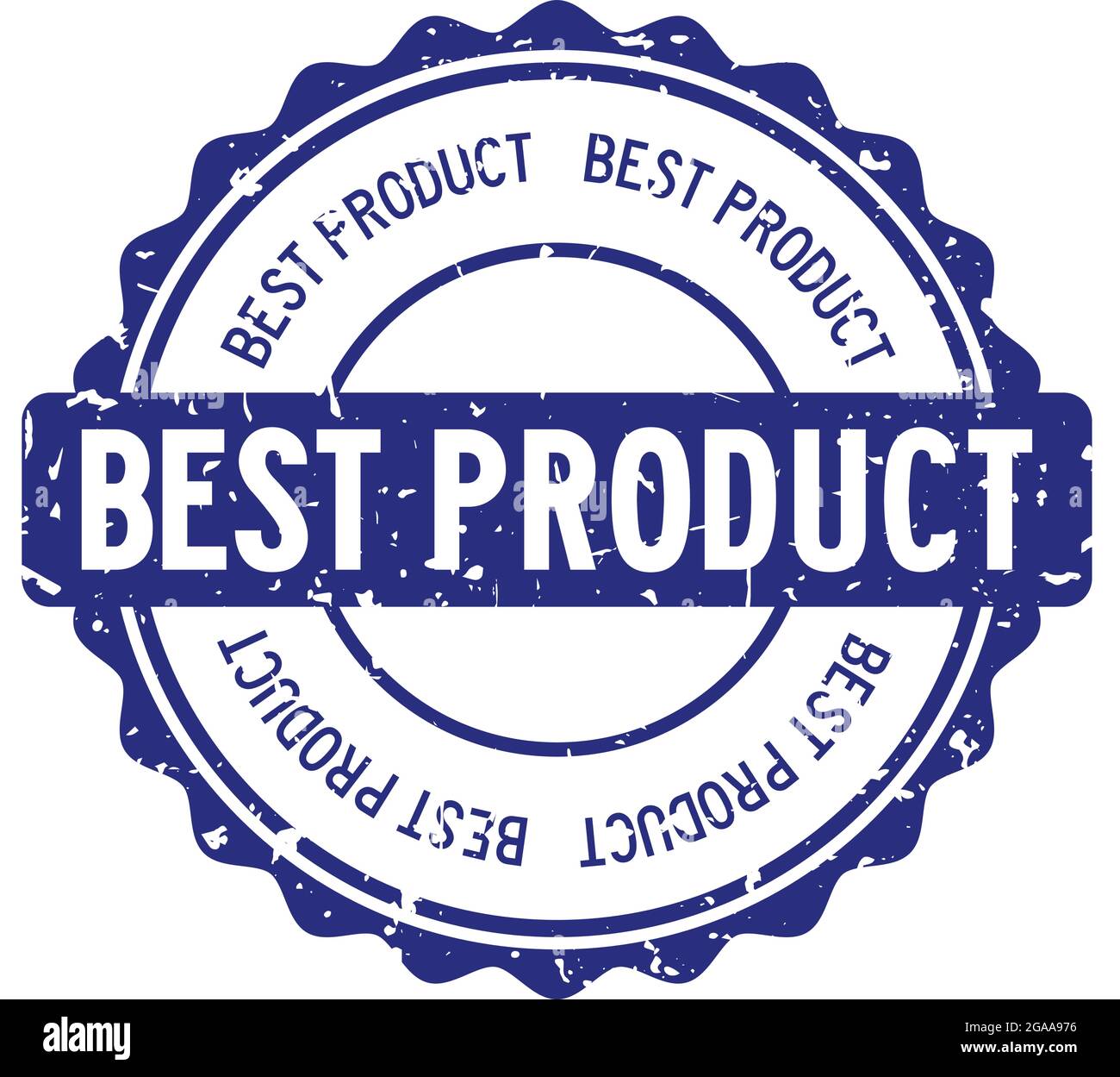Grunge blue best product word round rubber seal stamp on white ...
