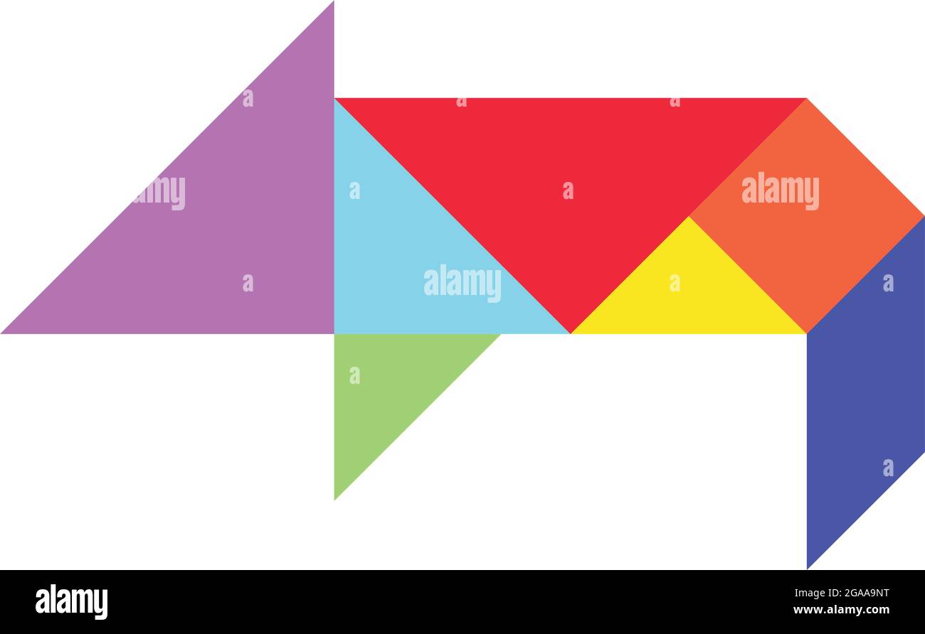 Color tangram puzzle in pig shape on white background (vector Stock ...
