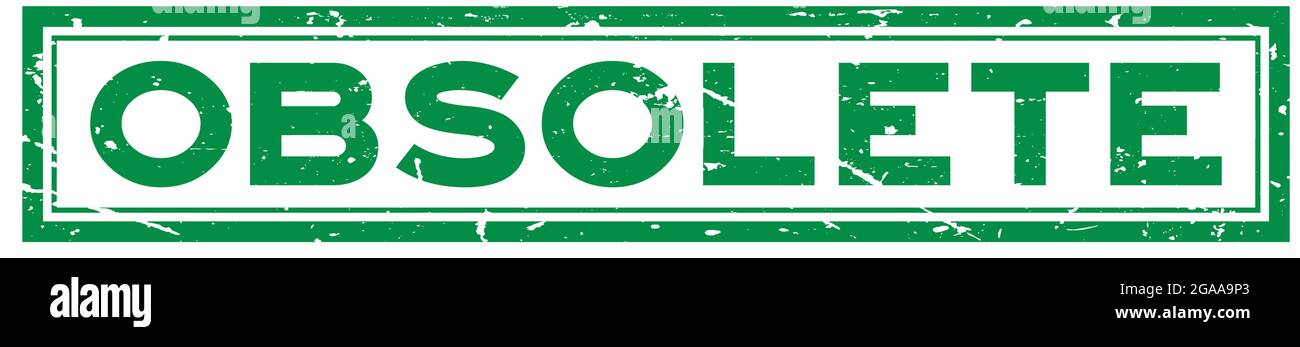 Grunge green obsolete word square rubber seal stamp on white background ...