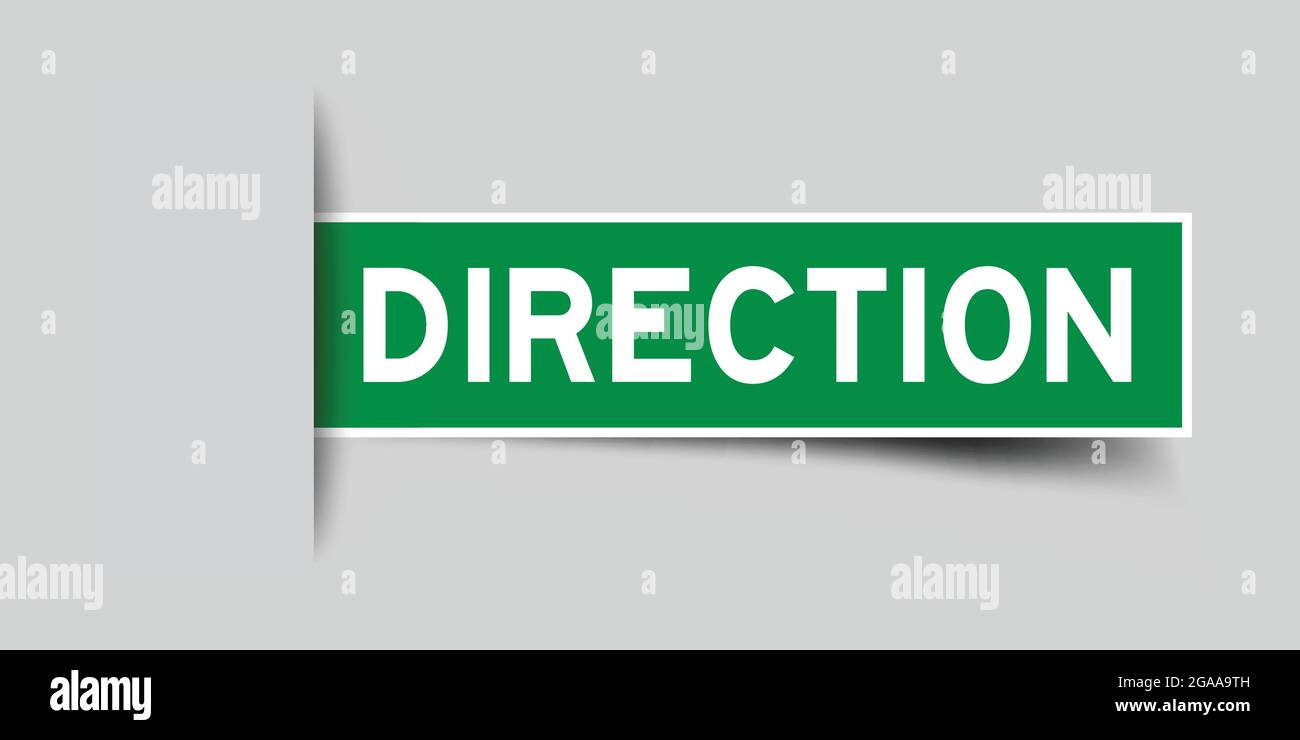 Label square green sticker in word direction that insert under gray ...