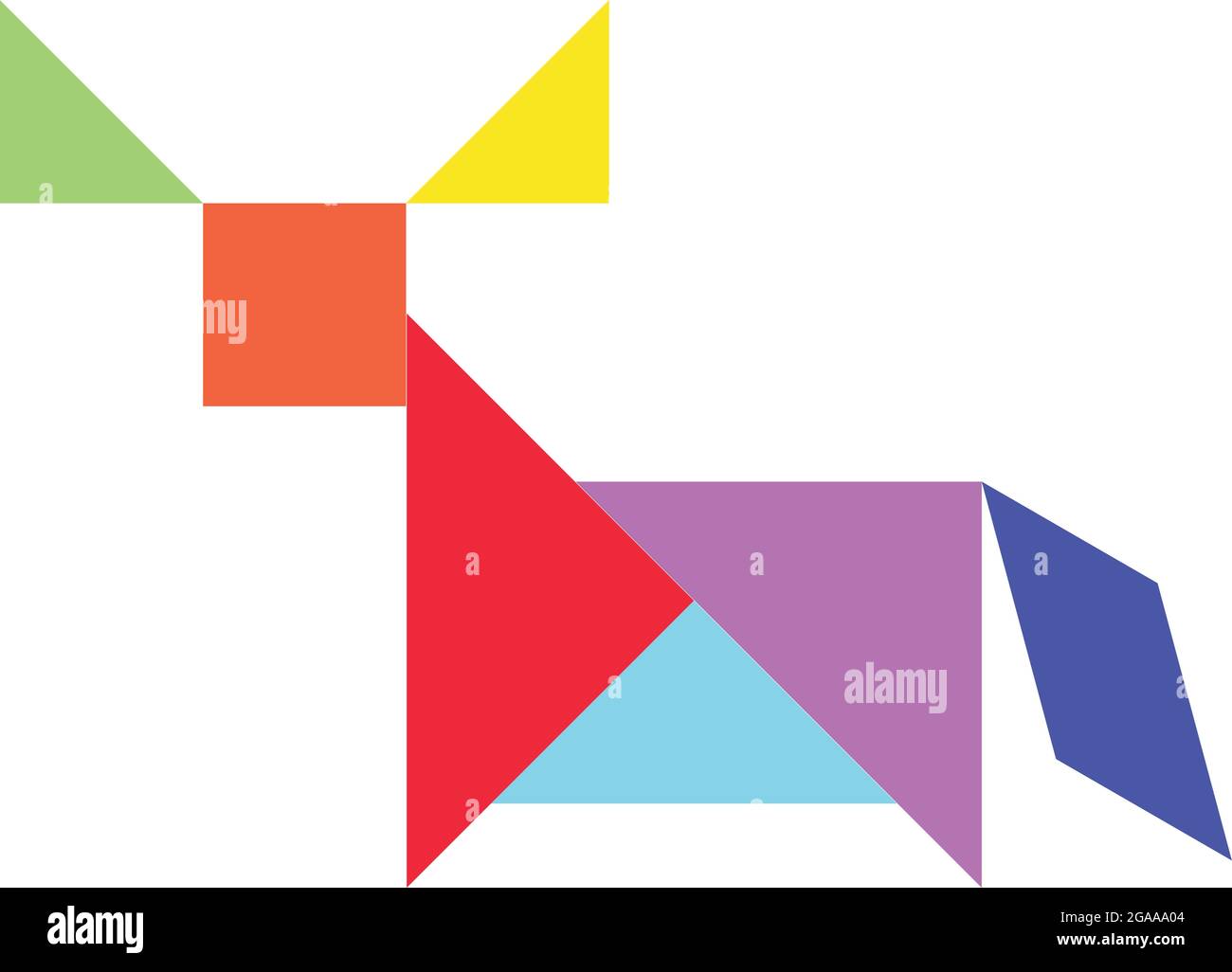 Color tangram puzzle in buffalo, ox or bull shape on white background ...