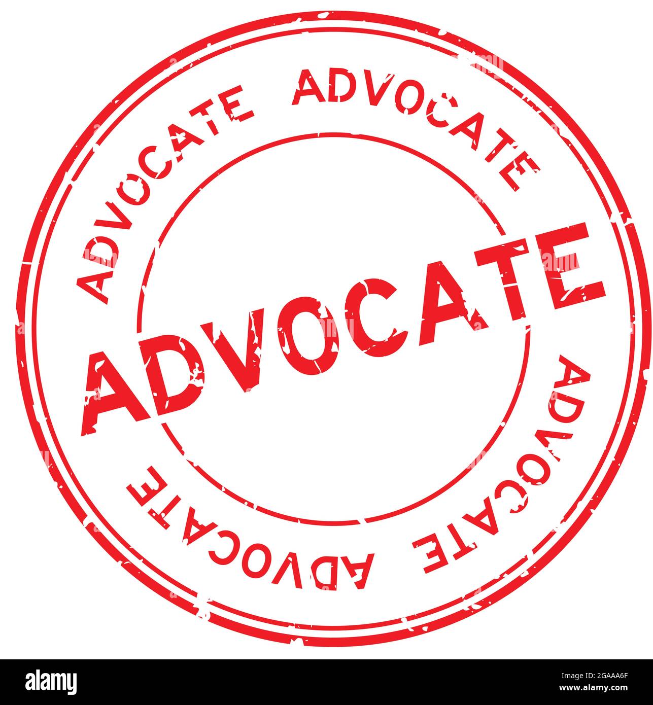 Grunge red advocate word round rubber seal business stamp on white ...