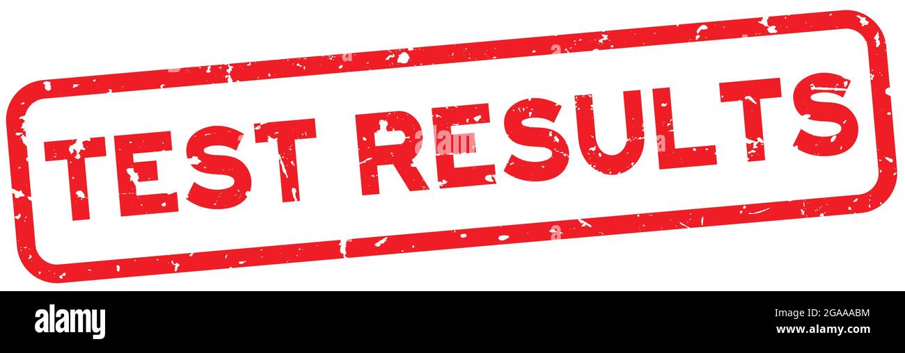 Grunge red test result word square rubber seal stamp on white ...