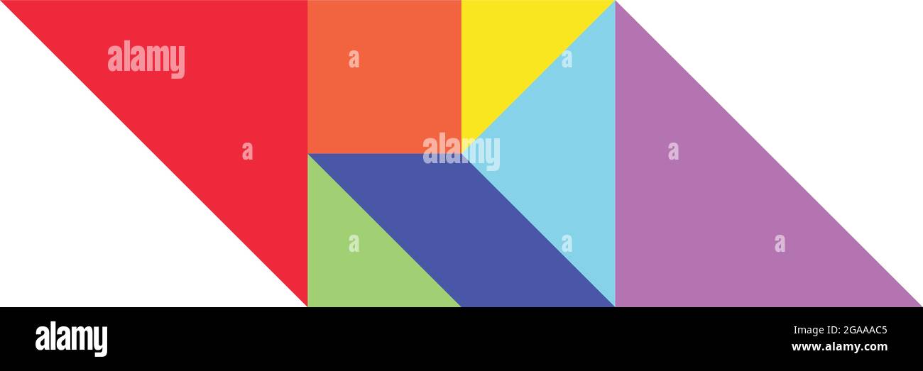 Color tangram puzzle in parallelogram shape on white background (Vector ...