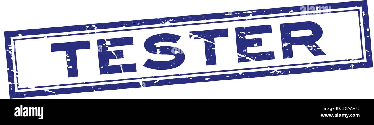 Grugne blue tester word square rubber seal stamp on white background ...