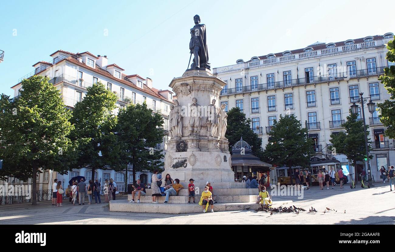 Camoes Monument, unveiled in 1867, located in Luis de Camoes Square in ...